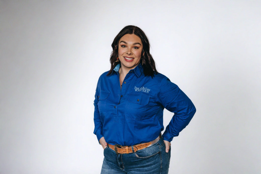 Women’s Outback Work Shirt - Blue – Dust & Bullets Western